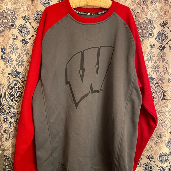 adidas | Sweaters | Vintage Wisconsin Badgers Fleece Lined Crew Neck ...